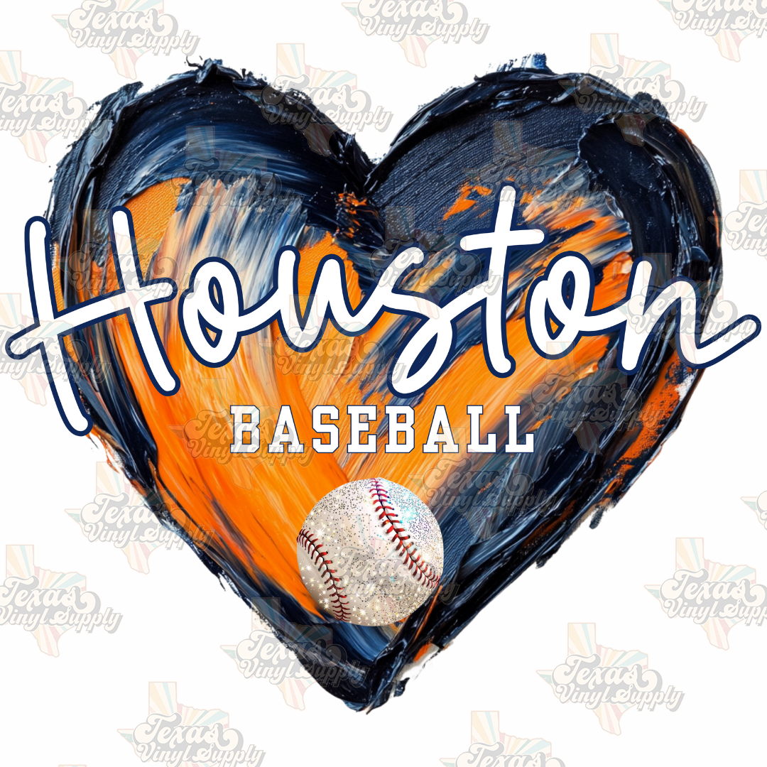 2025 Houston Baseball, Brushstroke Heart | Texas Vinyl Supply