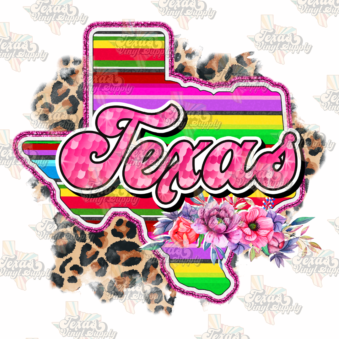 Texas State, Leopard Rainbow Serape Colored Pattern | Texas Vinyl Supply