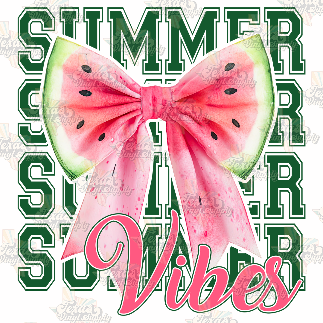 2025 Summer Vibes, Watermelon Coquette Bow | Texas Vinyl Supply