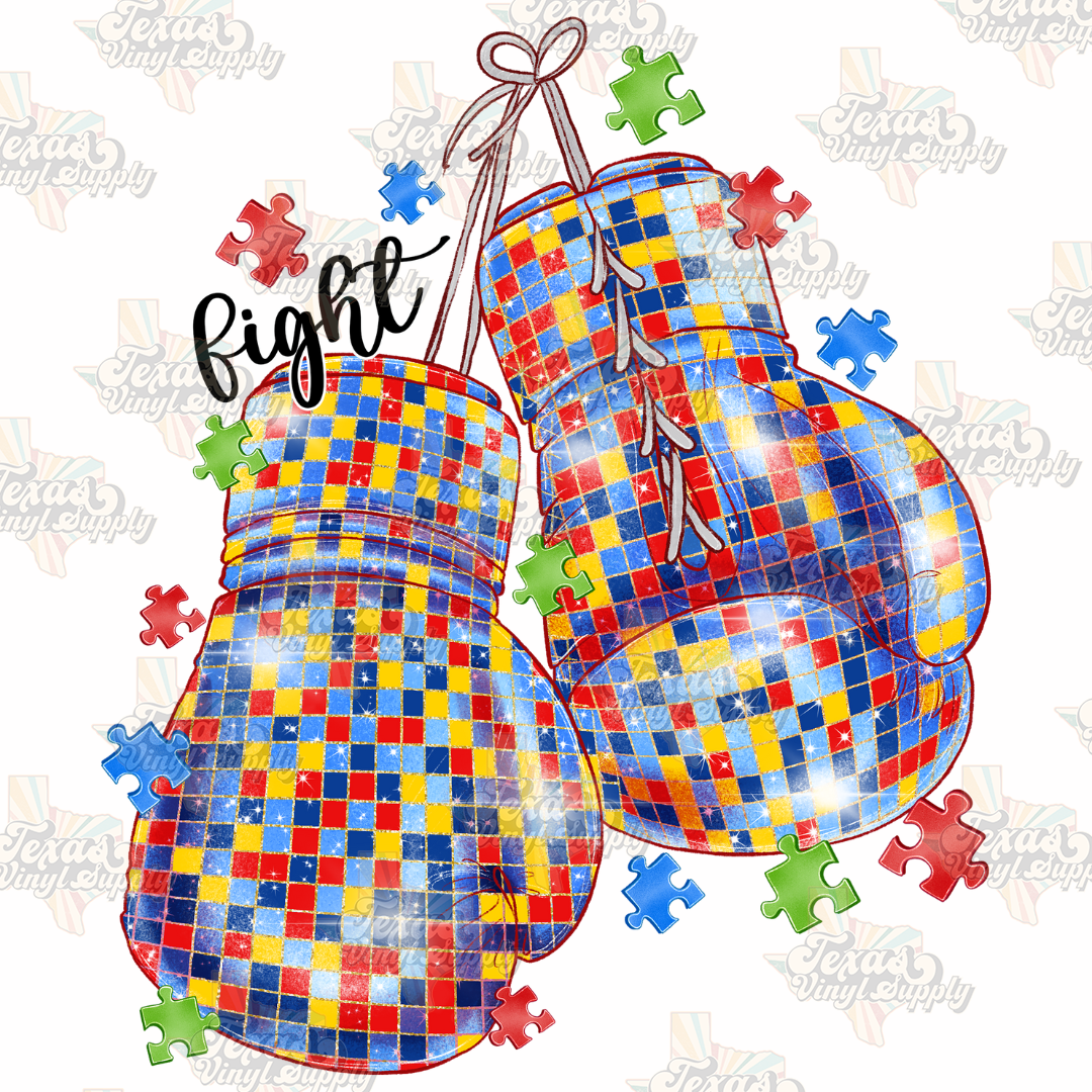 2025-AUT-04, Autism Fight, Boxing Gloves | Texas Vinyl Supply