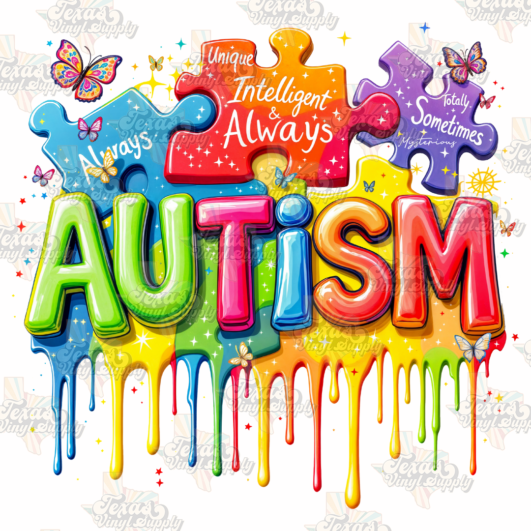 2025-AUT-13, Autism Color Drip | Texas Vinyl Supply