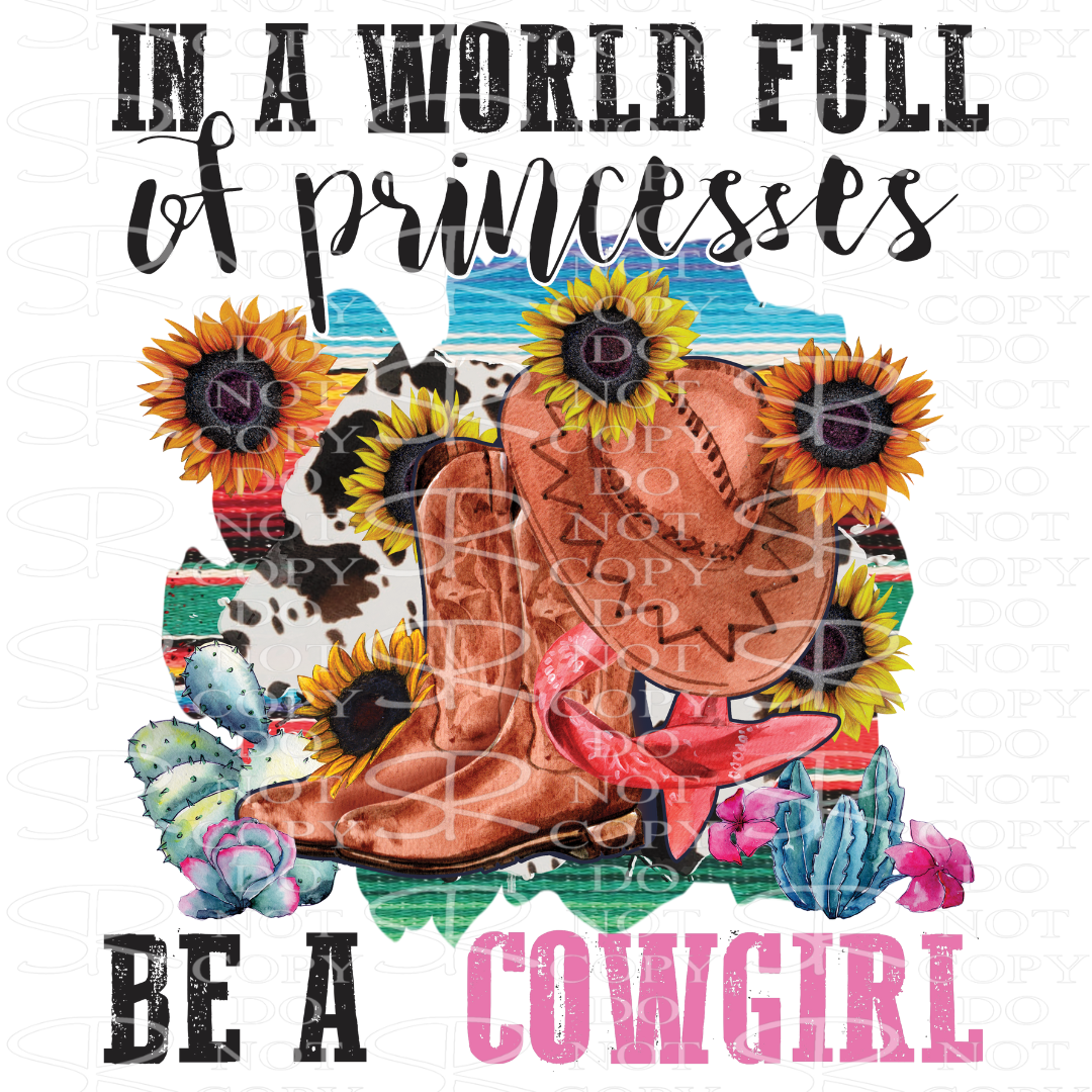 WEST-46, World Full of Princesses, Be a Cowgirl, 2 Designs | Texas Vinyl Supply