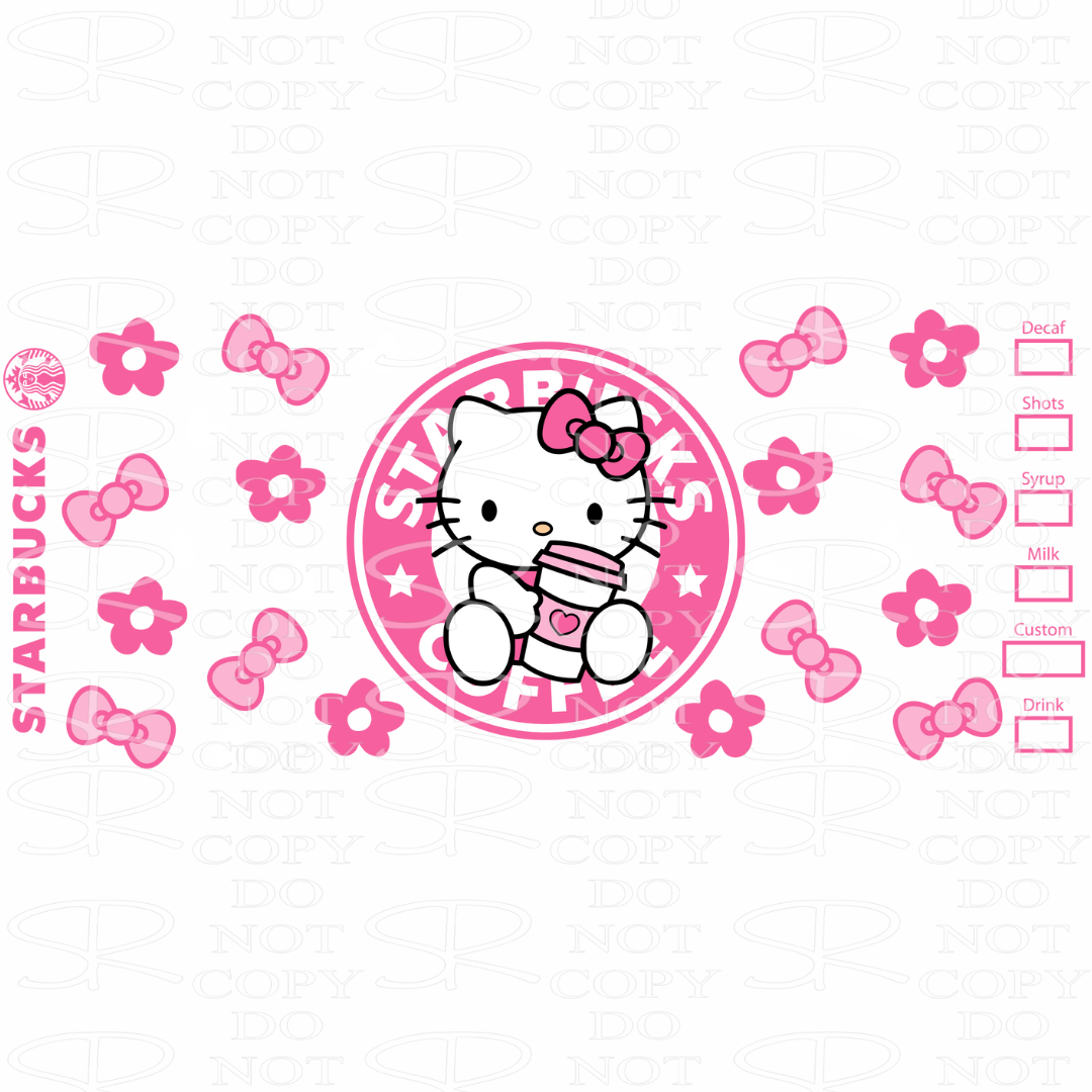 Cute Kitty Kawaii Coffee Pink, SB, Cup Wrap | Texas Vinyl Supply