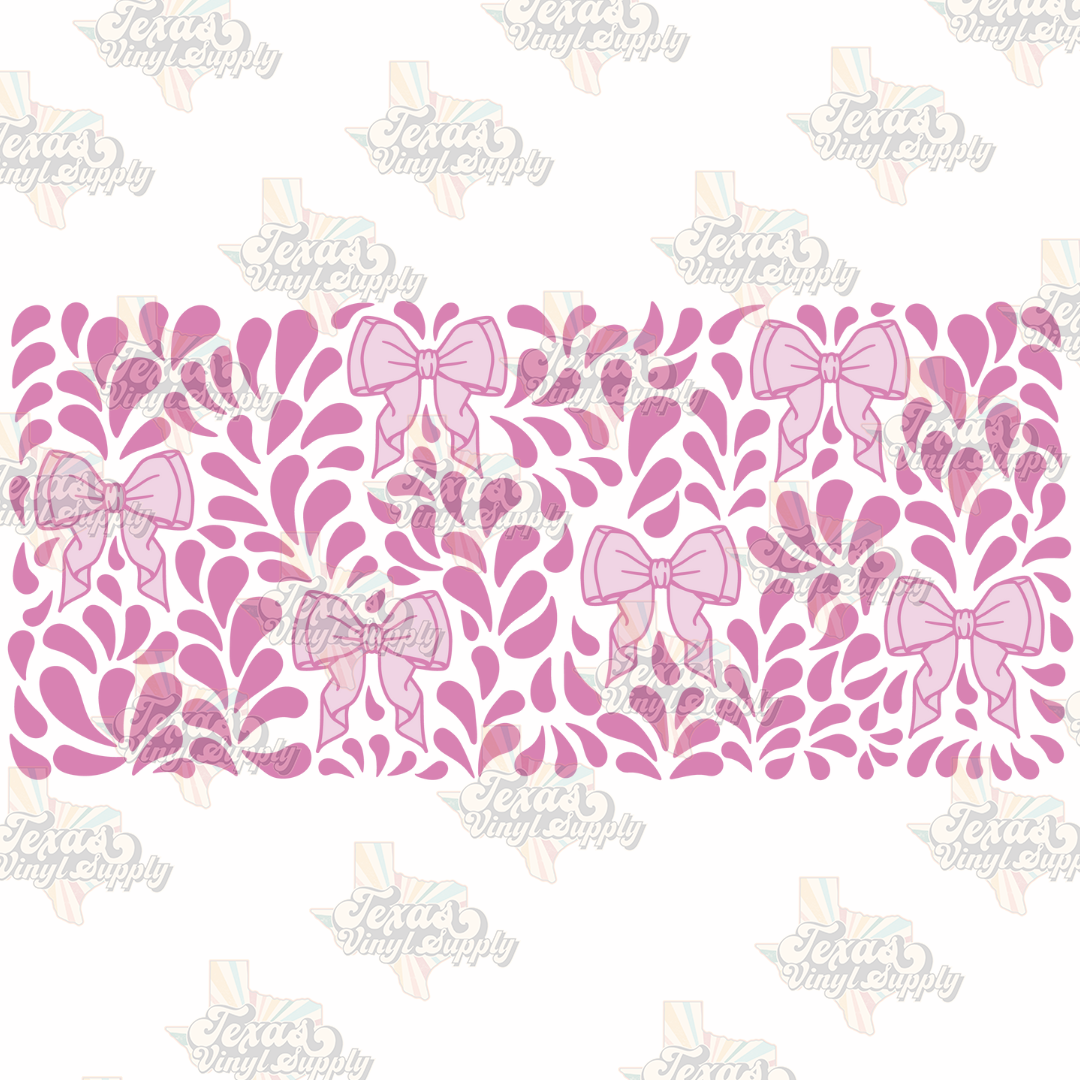 Talavera Pattern with Pink Coquette Bows | Texas Vinyl Supply