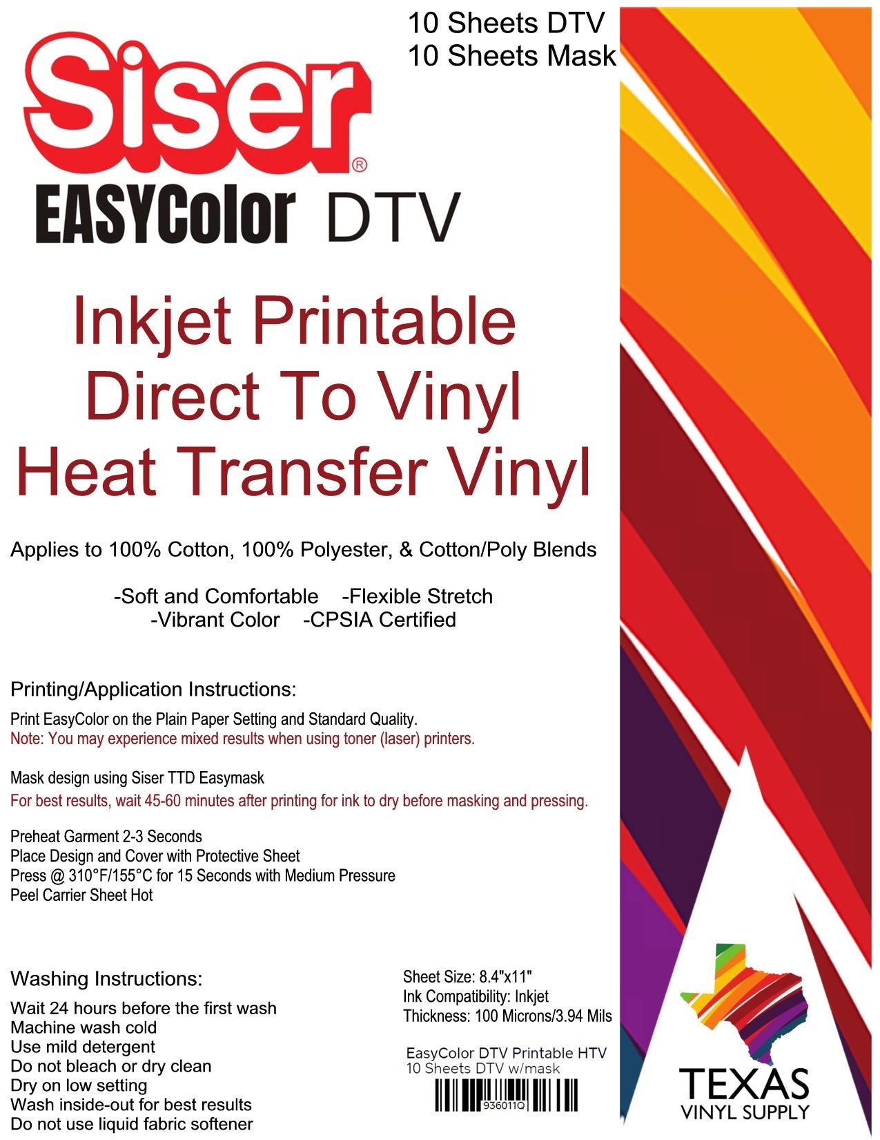 EasyColor DTV Printable HTV | Texas Vinyl Supply