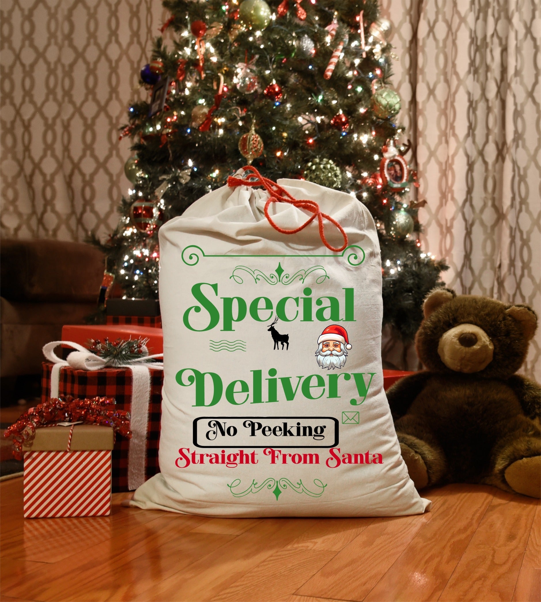 Sublimation Christmas Drawstring Santa Sacks | Texas Vinyl Supply
